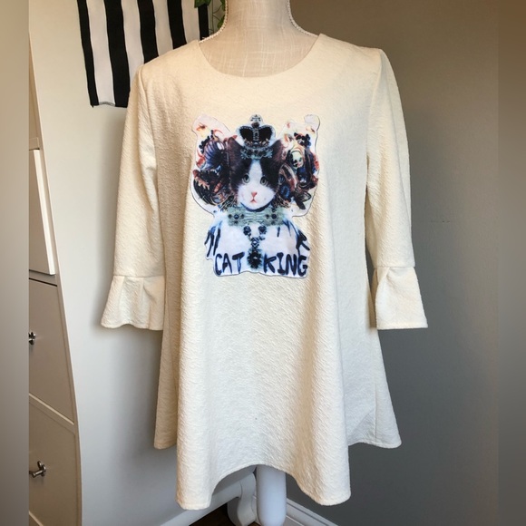 Yoco | Tops | Yoco Cat King Oversized Ruffle Dressblouse Top Sizeos ...